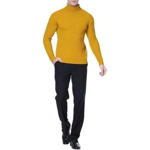 Sweaters | New Mens Casual Slim Fit Turtleneck Pullover Sweaters Gold ...